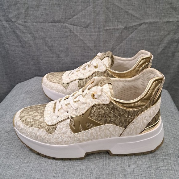 MICHAEL Michael Kors | Shoes | Michael Kors Muse Gold Logo Sneakers ...